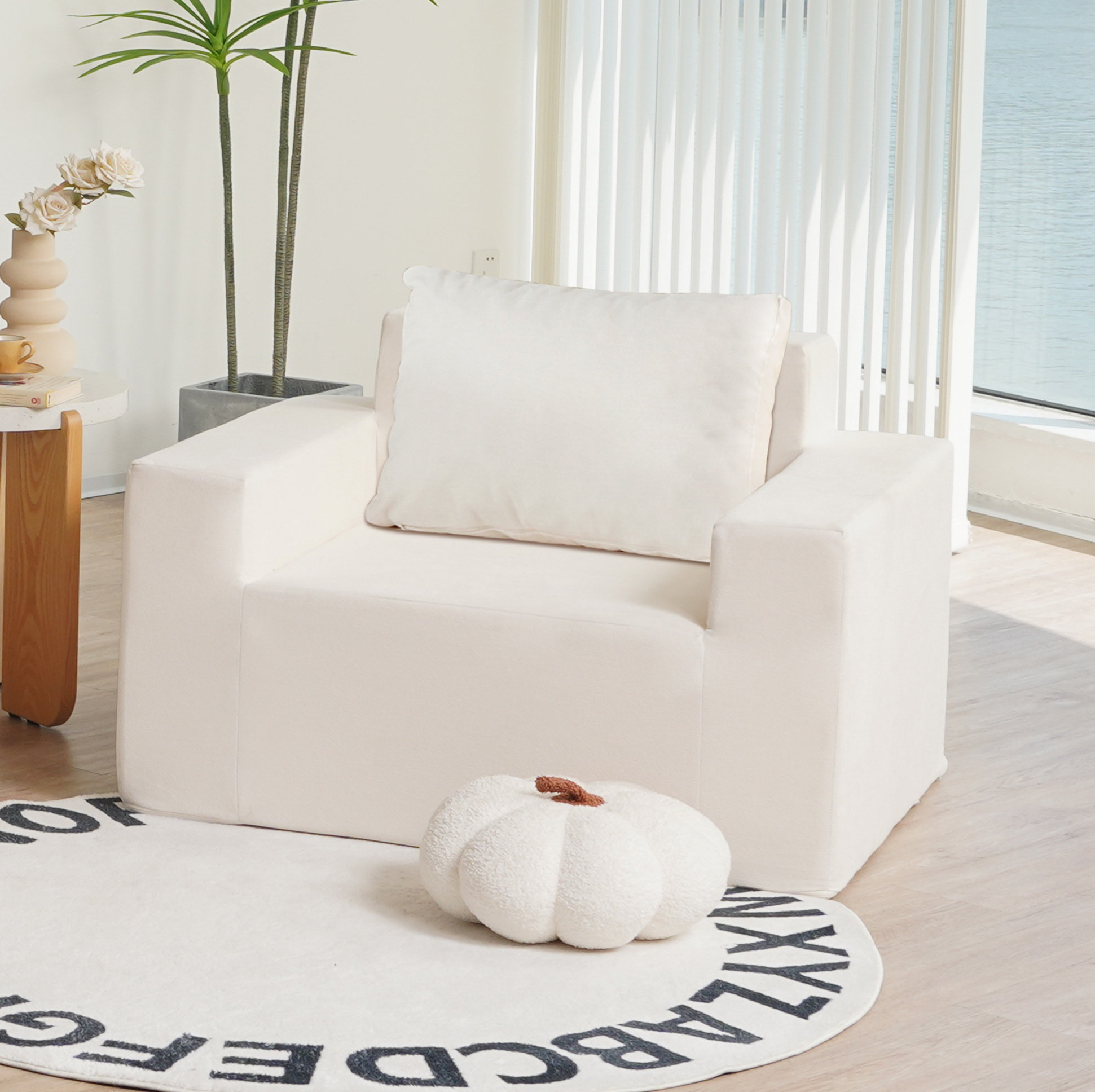 Ebern Designs Foam sofa with pillow, high density foam filling, living ...