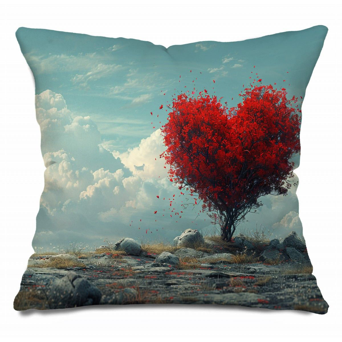 VisionDecor Love Tree Throw Pillow, Landscape Cotton Twill Pillows ...