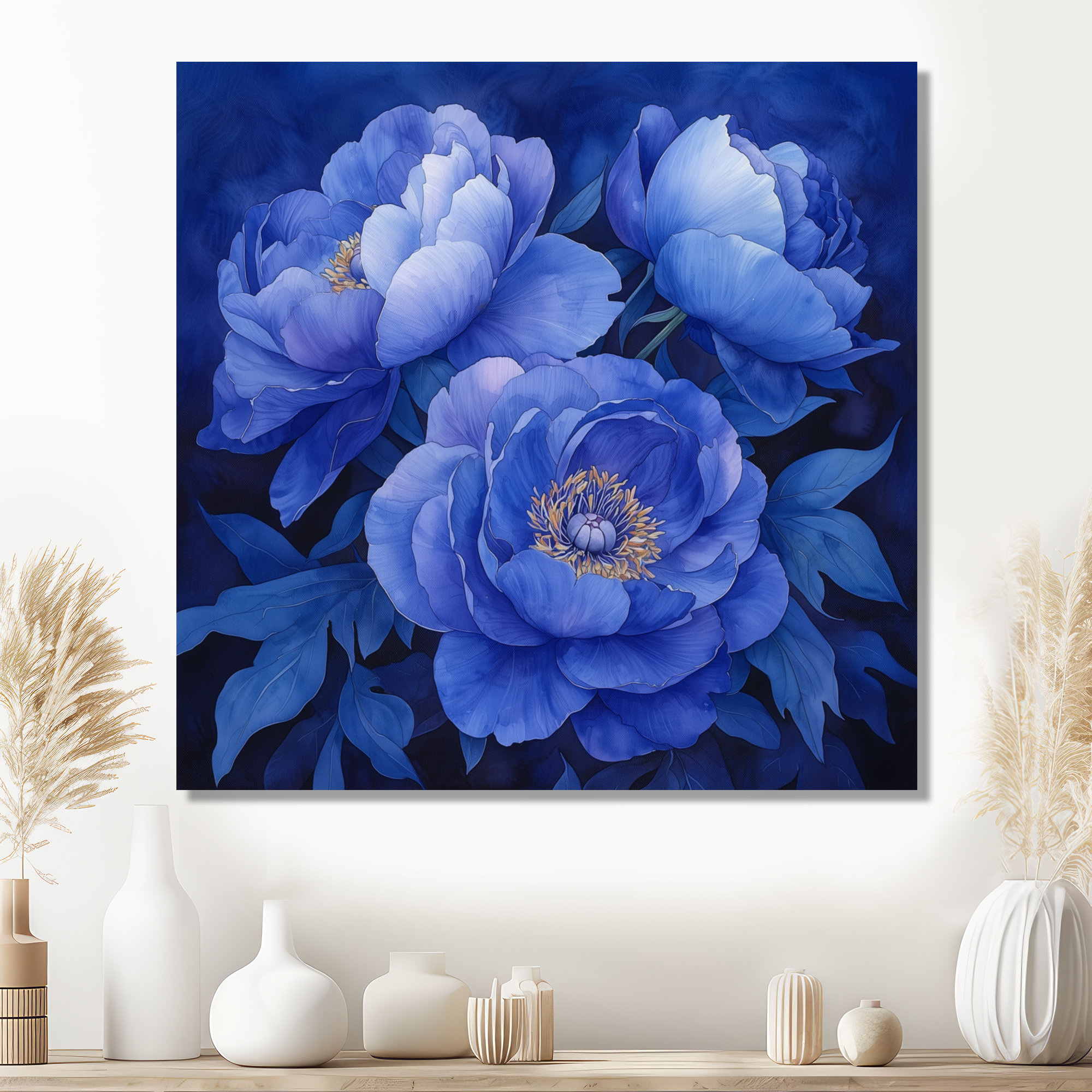 Latitude Run® Midnight Blue Peonies Bouquet III - Peonies Metal Wall ...