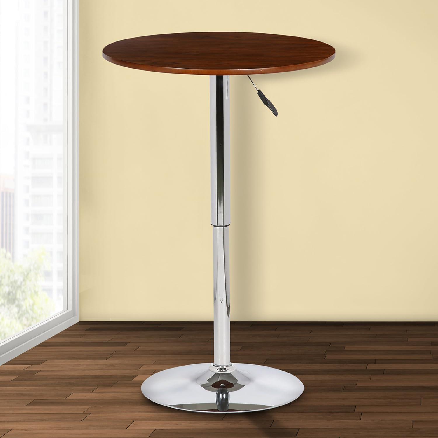 Ebern Designs Swivel Modern Pub Table With Wood Metal,Walnut Top And ...