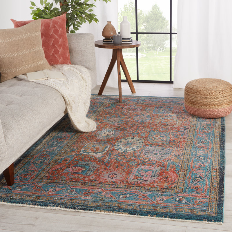 Bungalow Rose Zoeller Oriental Rust/Teal Area Rug & Reviews | Wayfair