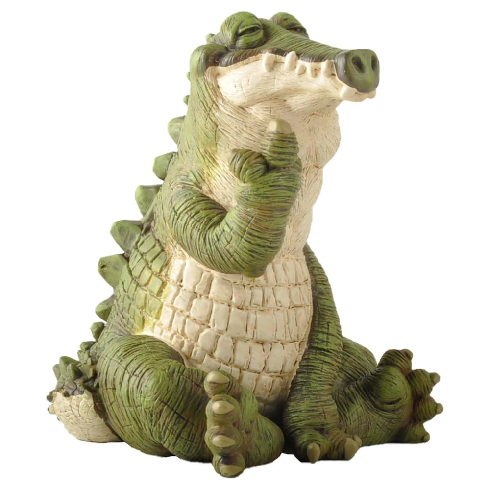 Trinx Whimsical Hilarious Alligator Raising Middle Finger Figurine ...