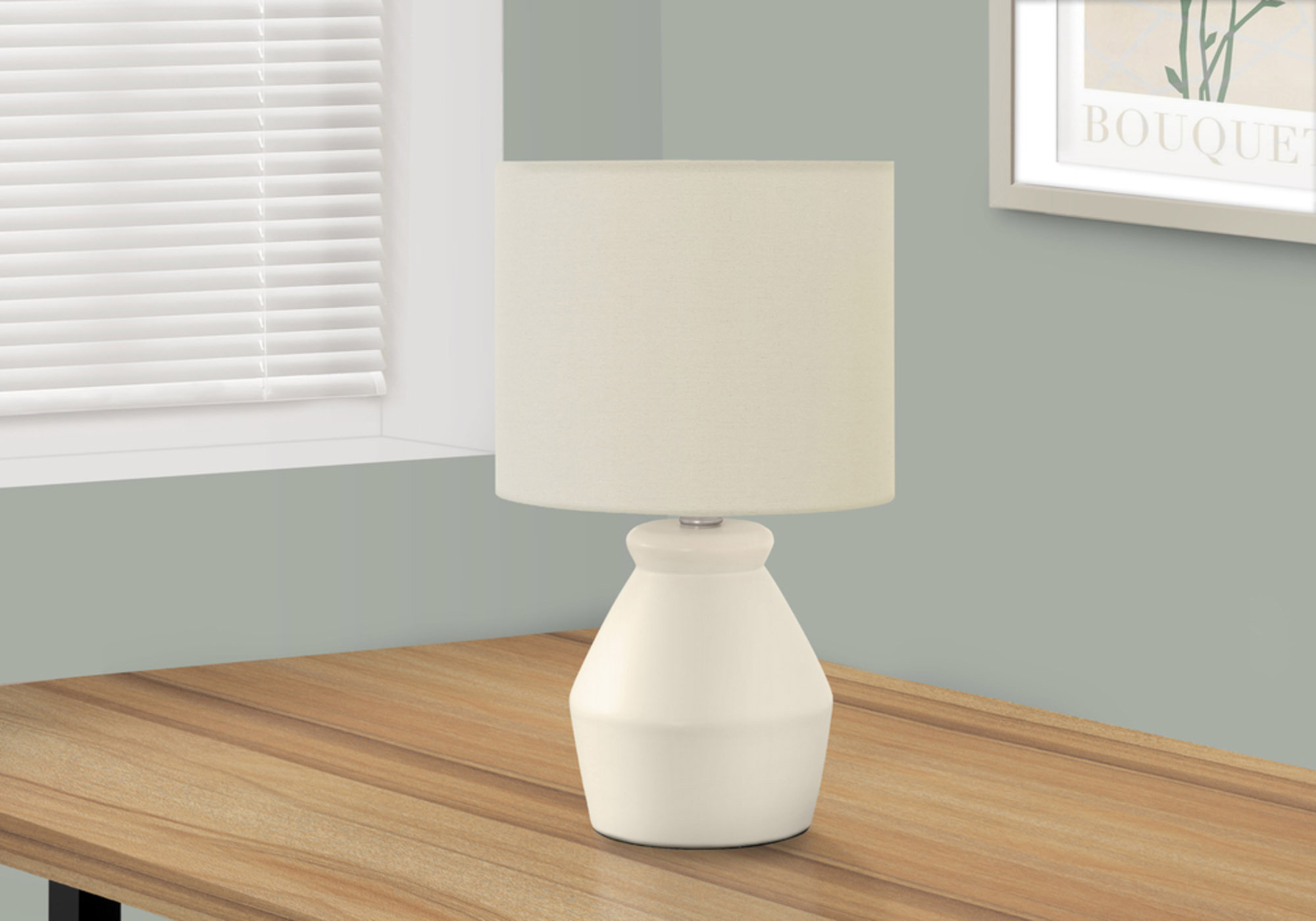 George Oliver Lighting, 17"H, Ceramic Table Lamp, Ivory / Cream Shade ...