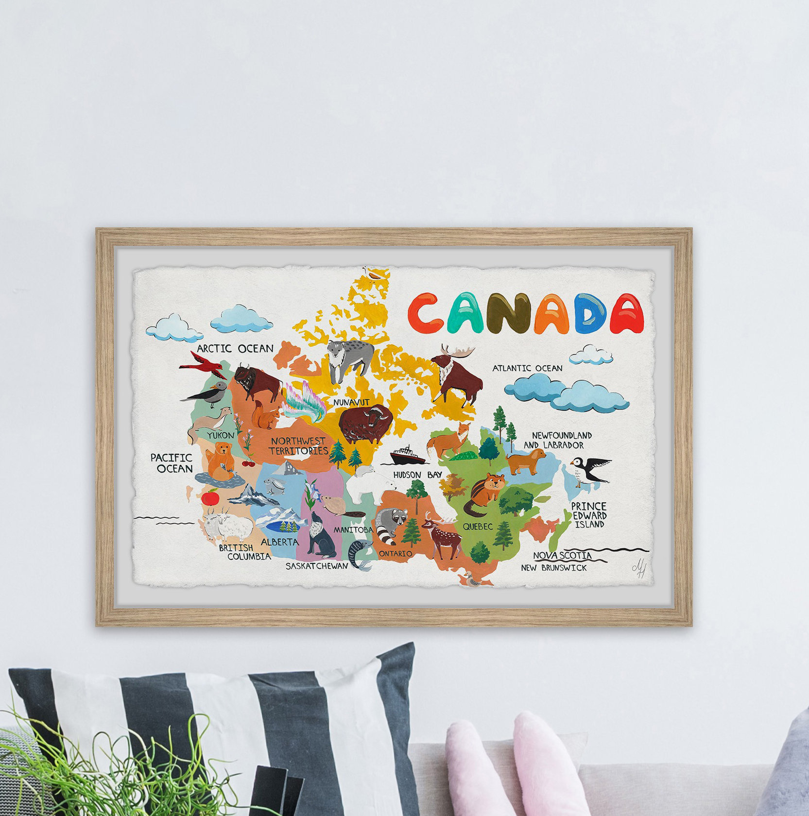 Isabelle & Max™ Clayborn 'Rainbow Canadian Map' Framed Print | Wayfair