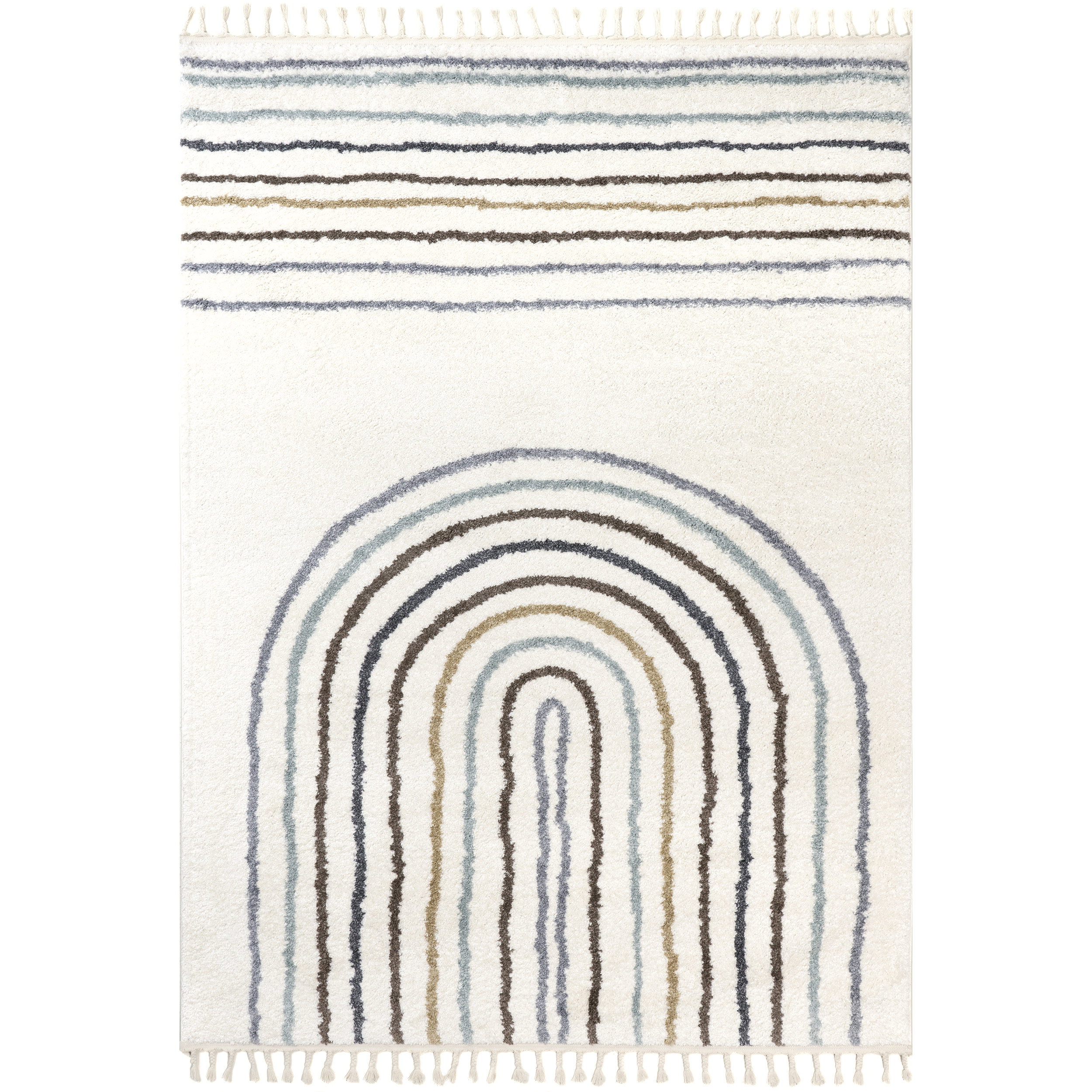 George Oliver Sina Abstract Rainbow Tasseled Area Rug | Wayfair