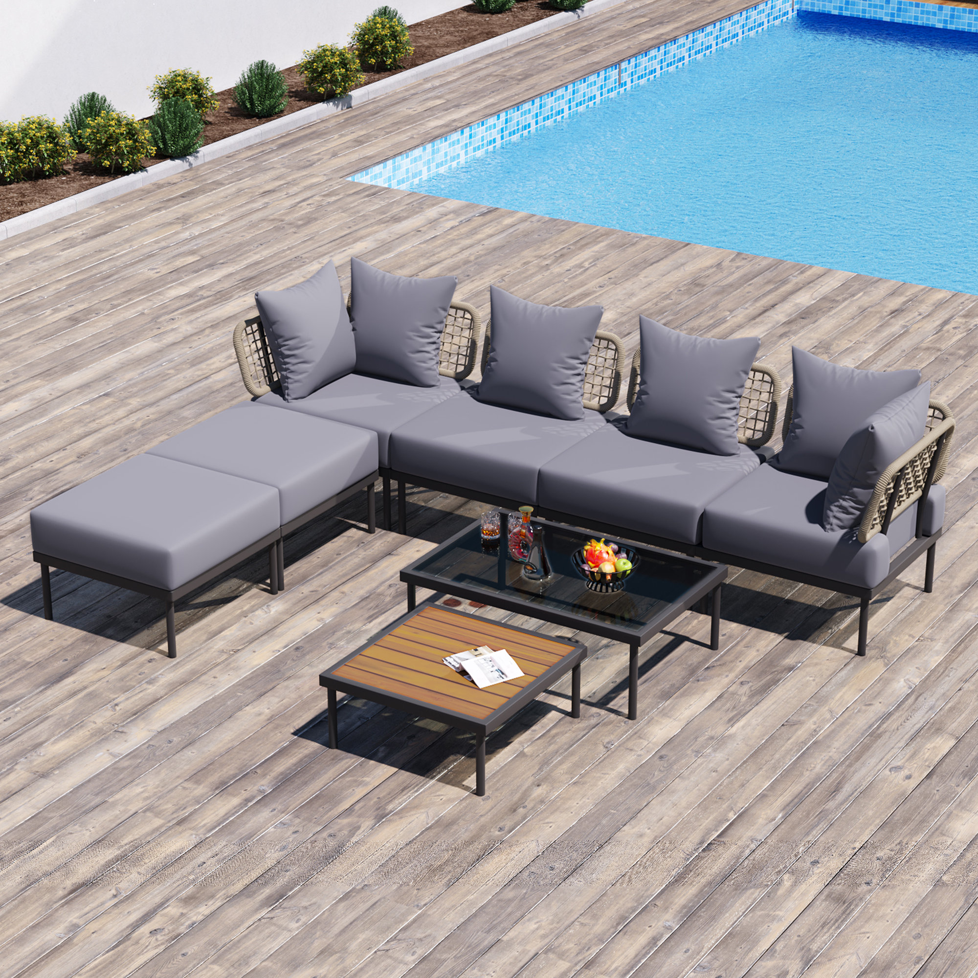 Red Barrel Studio Oramel 8 Piece Sectional Seating Group with Cushions ...