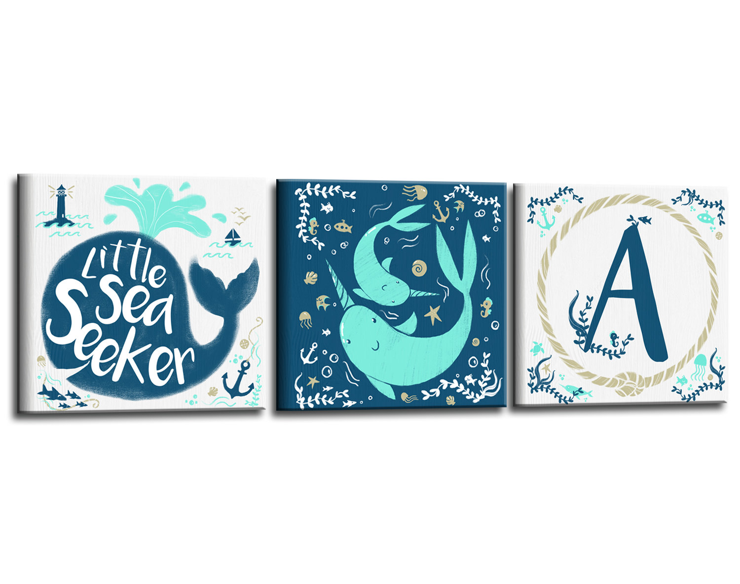 Harriet Bee Fedor 3 Piece 'Sea Seeker' Monogram Set - Wayfair Canada