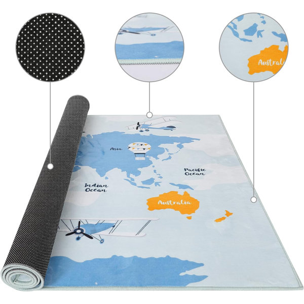 gaomon World Map Kids Area Rug, Educational Game Carpet Non Slip Play ...