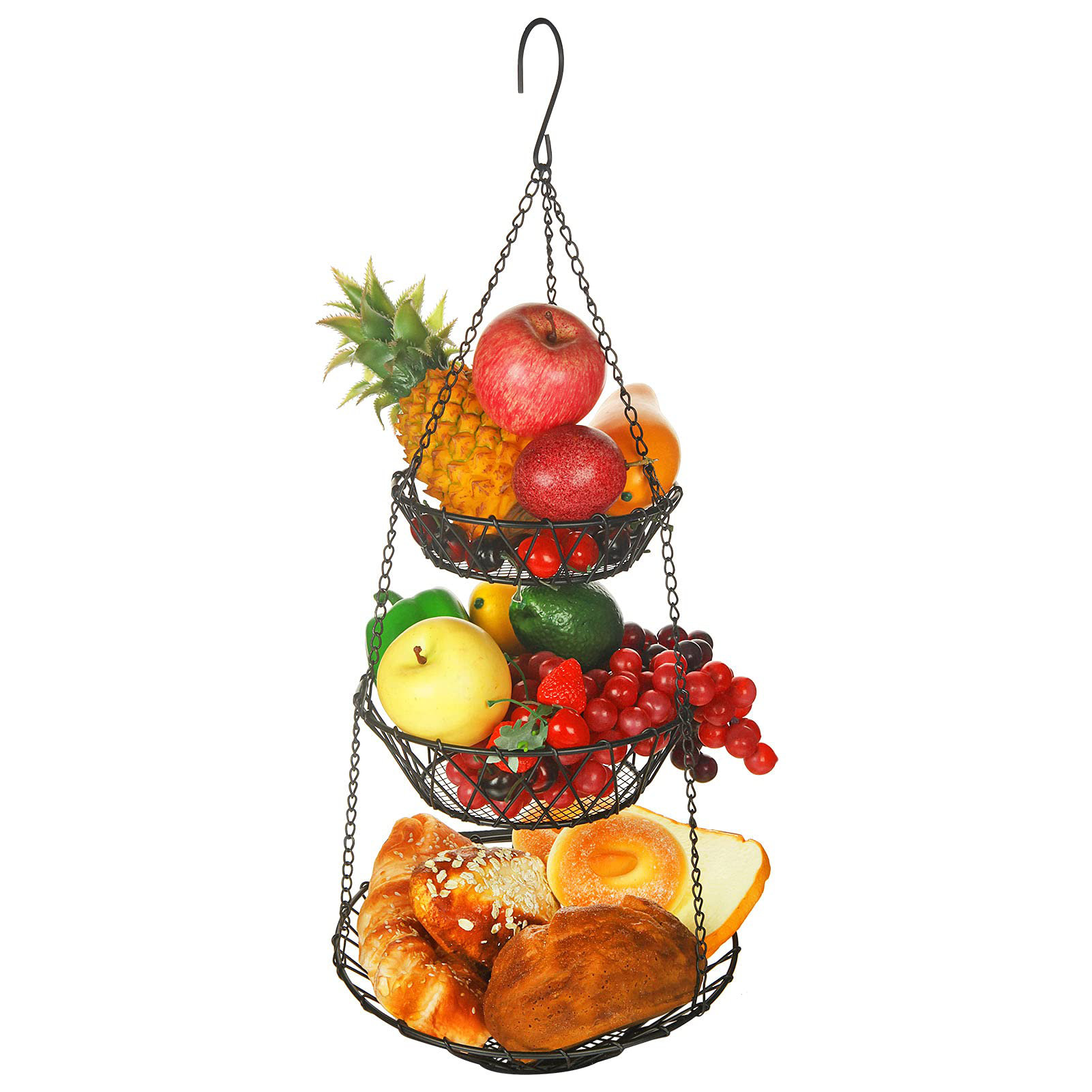 Winston Porter Three-Tier Hanging Basket With Sturdy Metal Chain Hooks ...