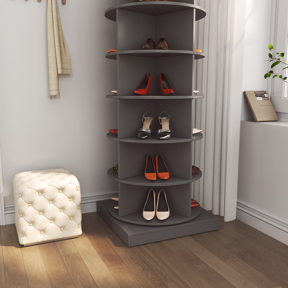 Latitude Run® Versatile 360 Rotating Shoe Cabinet with 6 Layers for ...