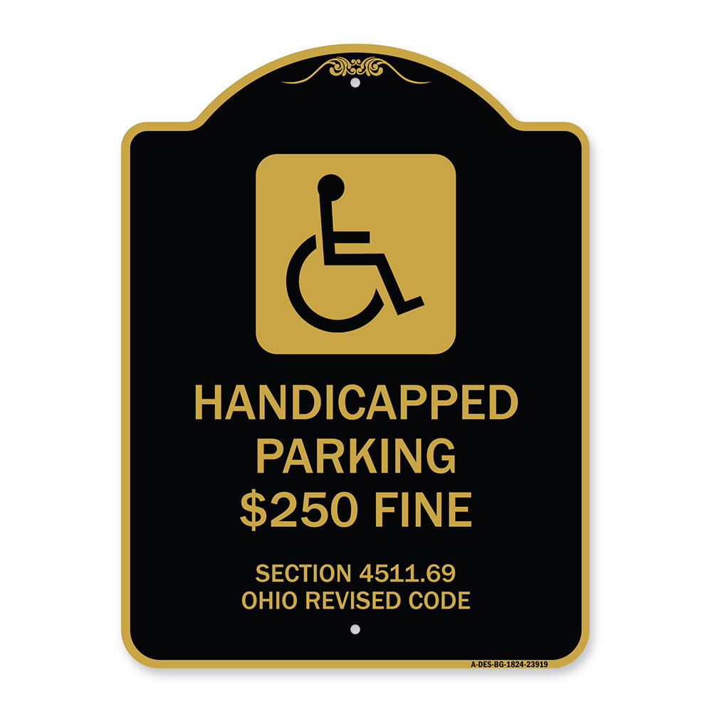 Signmission Designer Series Sign - Handicapped Parking $250 Fine ...