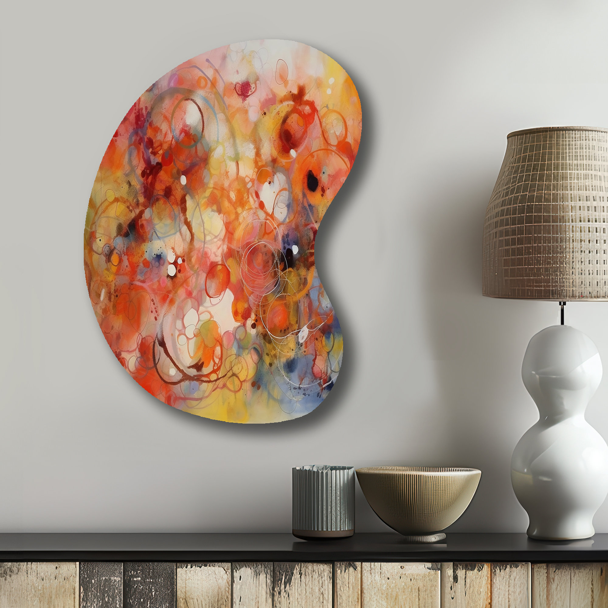 Wade Logan® Orange Red Marbled Dreamscape II - Unique Shape Abstract ...