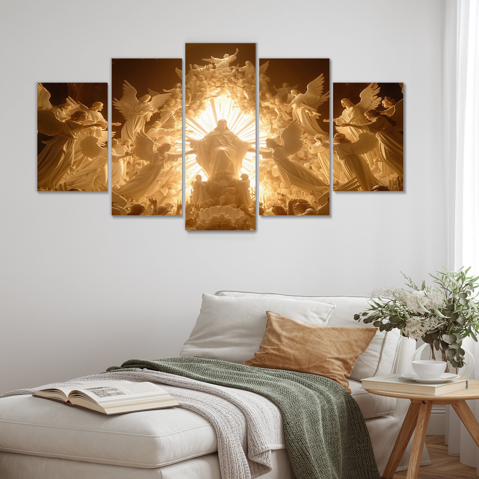 Design Art Yellow White Religious Portrait Angels I - Religious ...