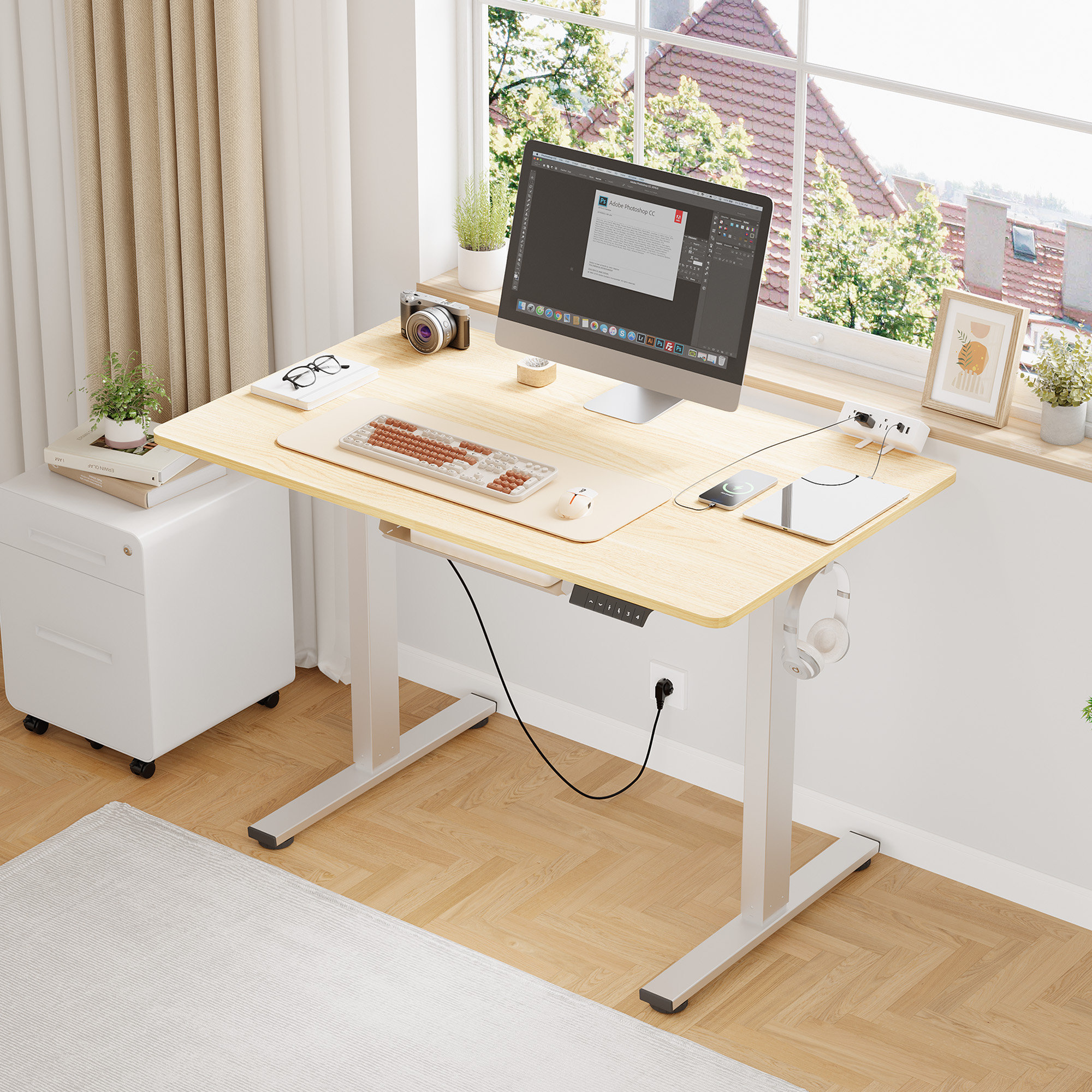 The Twillery Co.® Mancheer Home Office Height Adjustable Standing Desk ...