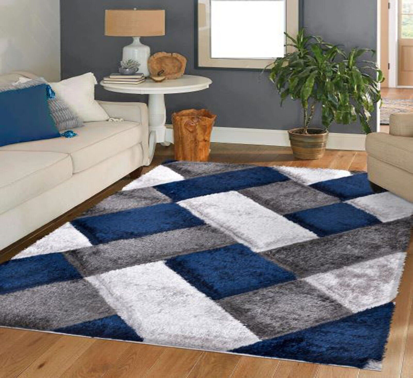 Ebern Designs Jaiyen Long Hallways Blue/Grey/White Rug & Reviews ...