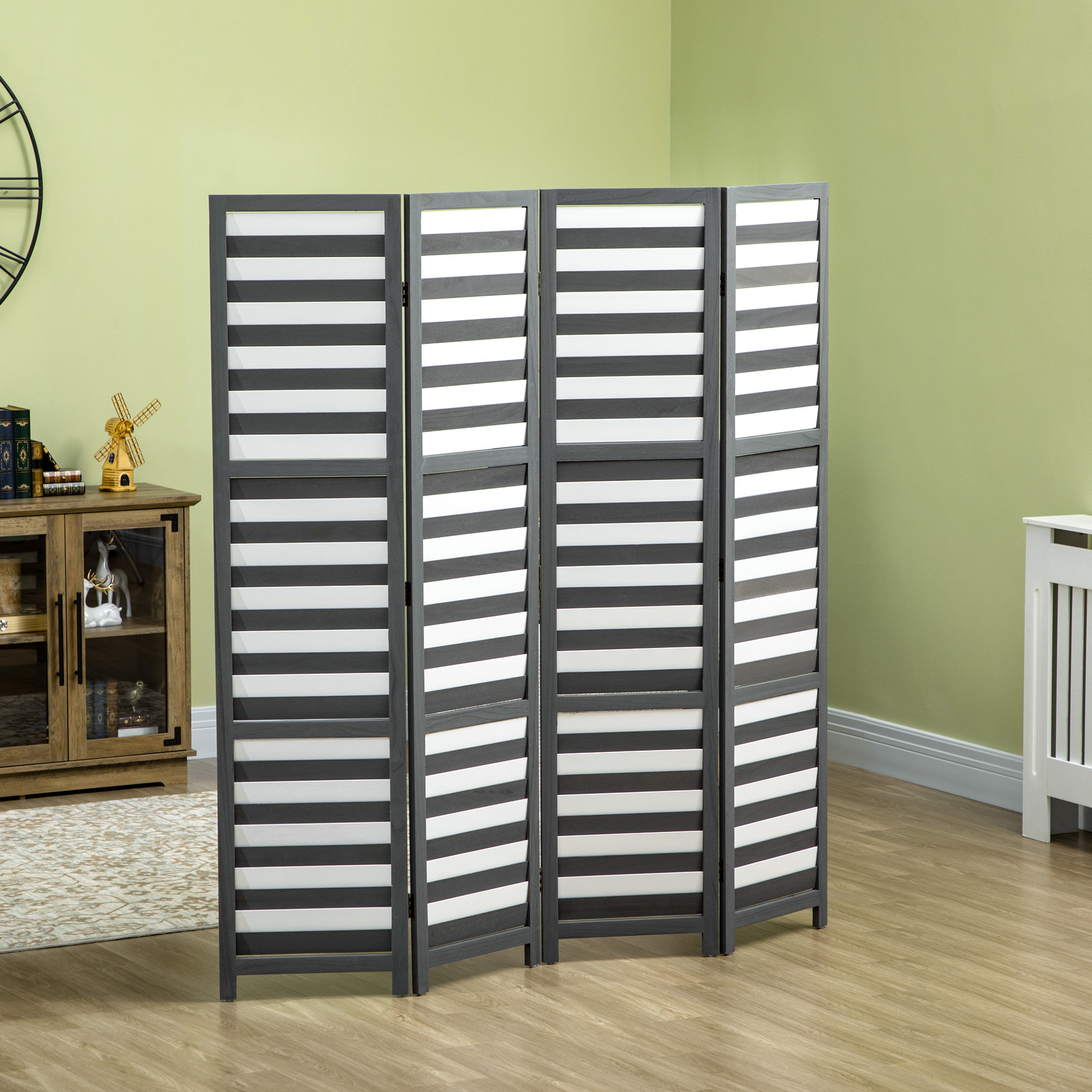 Ebern Designs 5.6' Tall 4-Panel Room Divider and Folding Privacy Screen ...