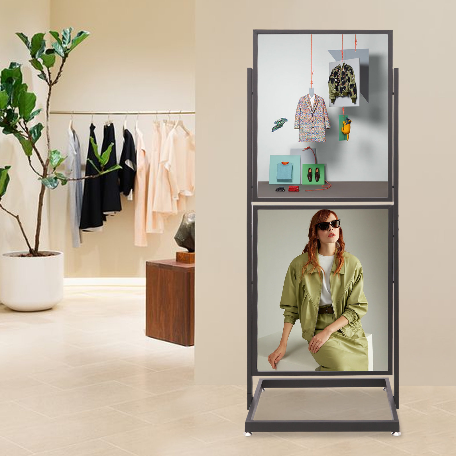YXSUN Standing Sign Holder, 2 Tier Poster Stand, Floor Stand ...