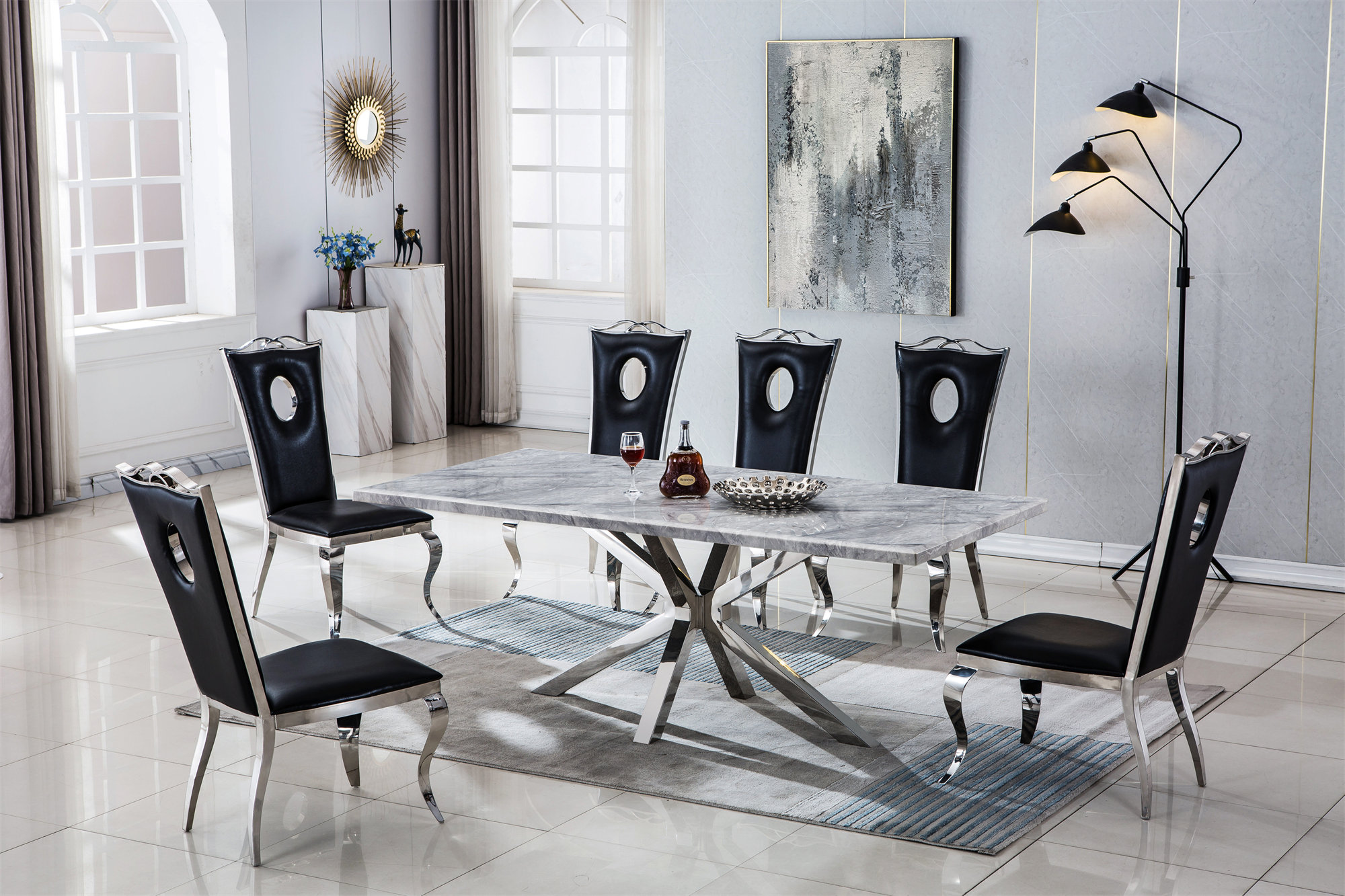 Everly Quinn Fahtima Dining Table, Kitchen Table, Marble Dining Table ...