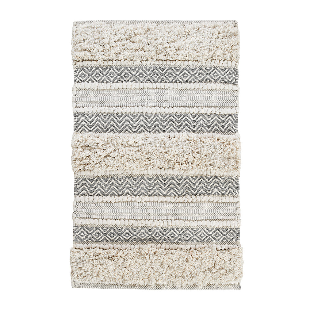 Dakota Fields Woven Texture Stripe Bath Rug Grey 20X32" | Wayfair