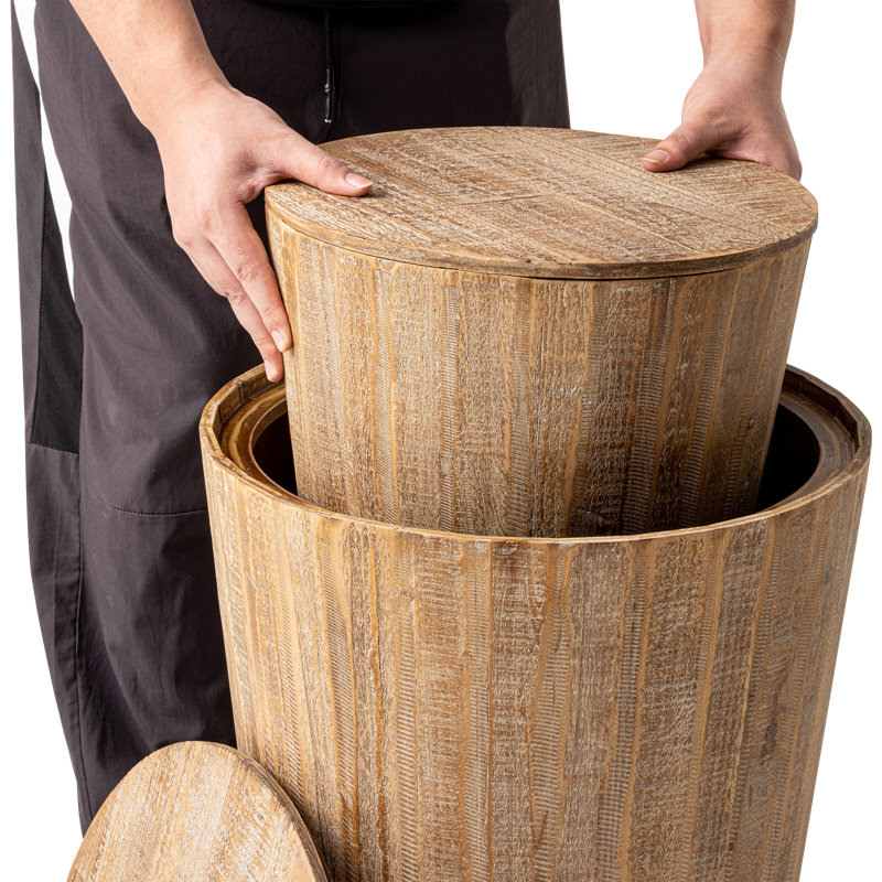 Loon Peak® Aralin 2 Piece Round End Table Farmhouse Nesting Side Table ...