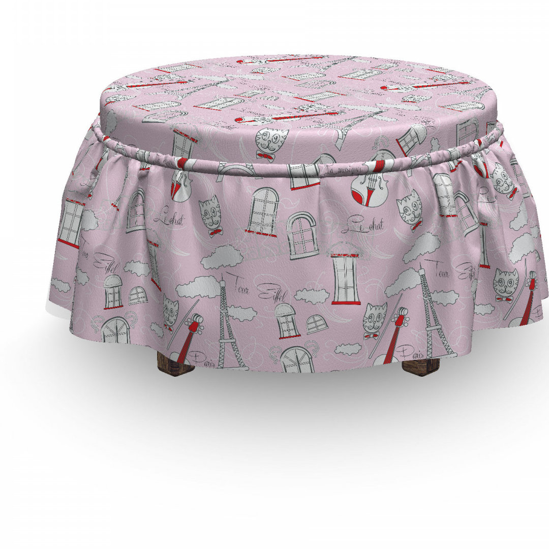 East Urban Home Paris Violin Eiffel Cat Bow Tie 2 Piece Box Cushion ...