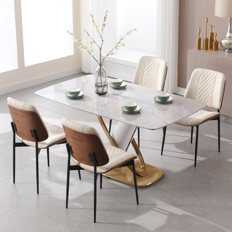 George Oliver Jianny Unfinished Faux Leather Dining Chair With Walnut ...