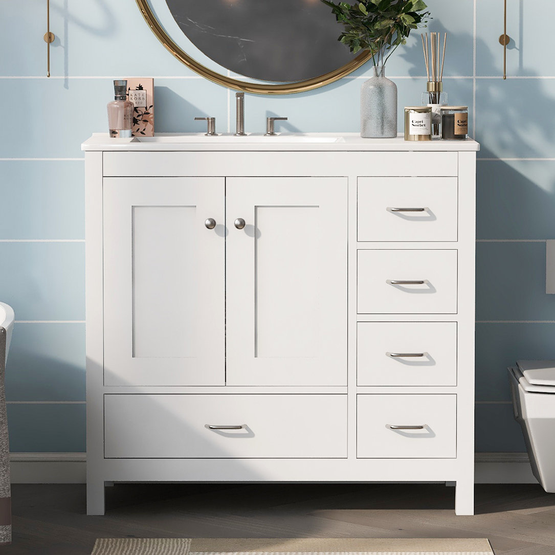 Winston Porter Tanesa 36'' Single Bathroom Vanity with Ceramic Top ...