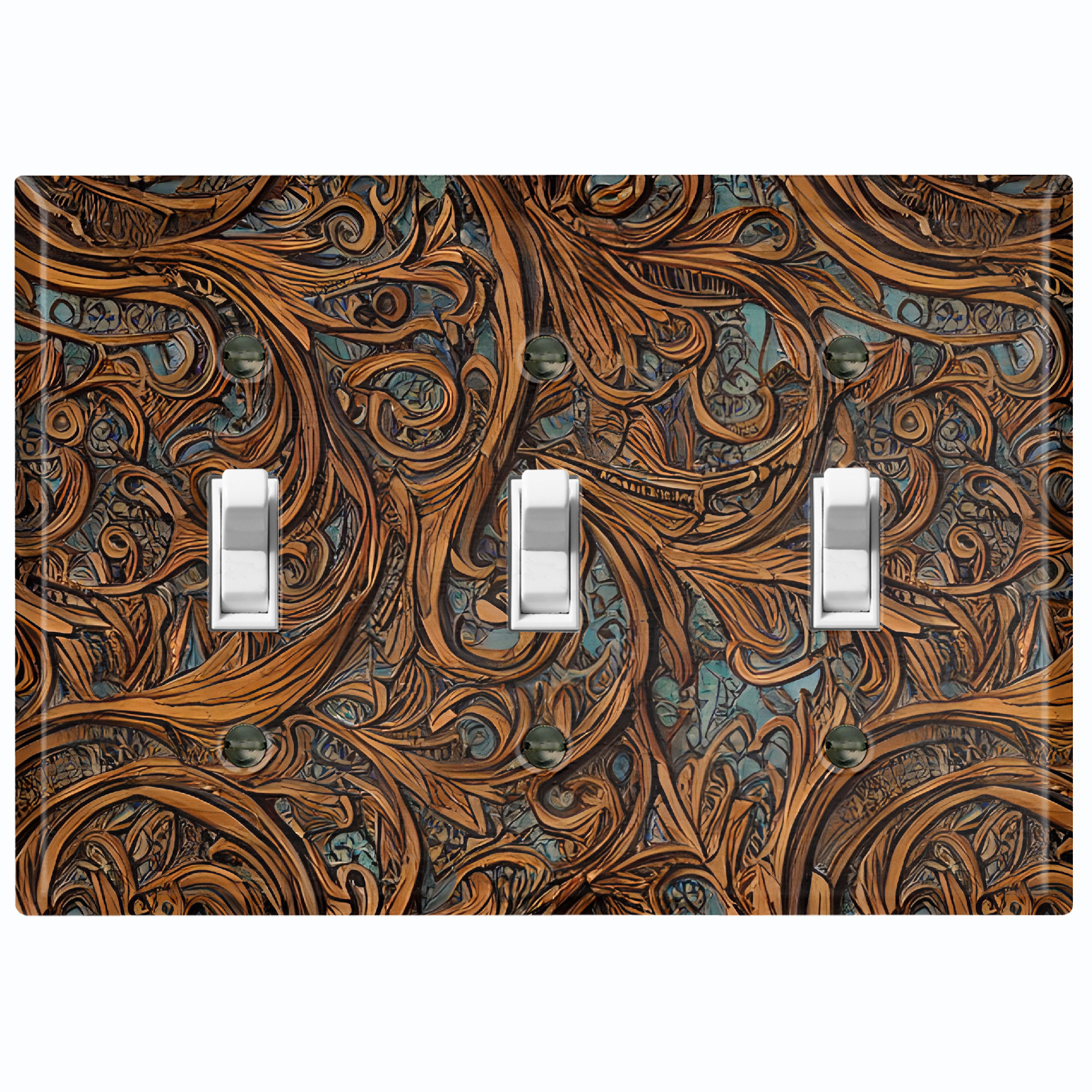 WorldAcc Brown Wood Leaves Tree Bark Print Nature Themed 3 - Gang ...