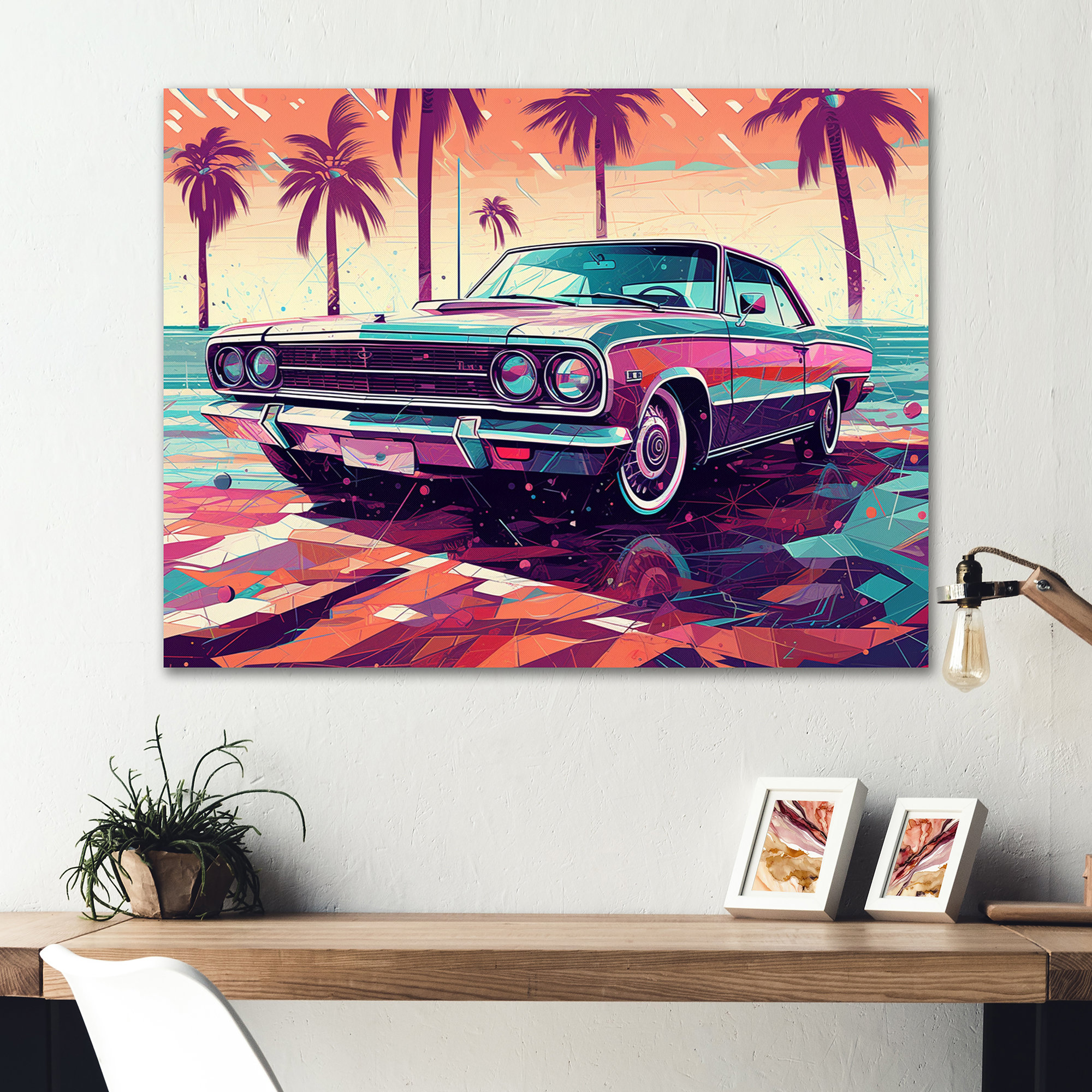 Bay Isle Home™ Pink And Green Exquisite Muscle Cars II On Metal Print ...