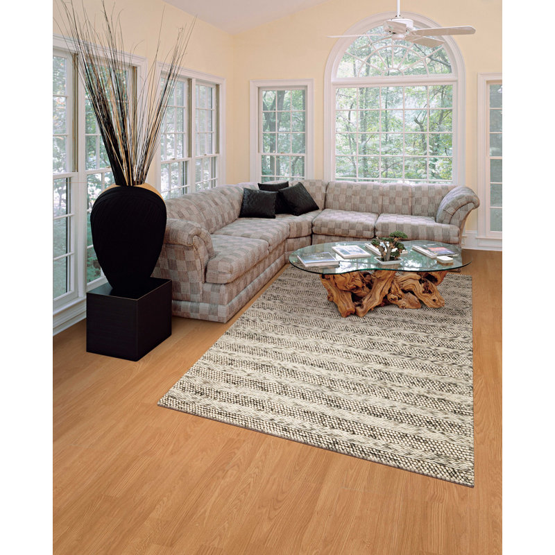 Gracie Oaks Merryl Striped Handmade Rectangle 5' x 7' Wool Area Rug in ...