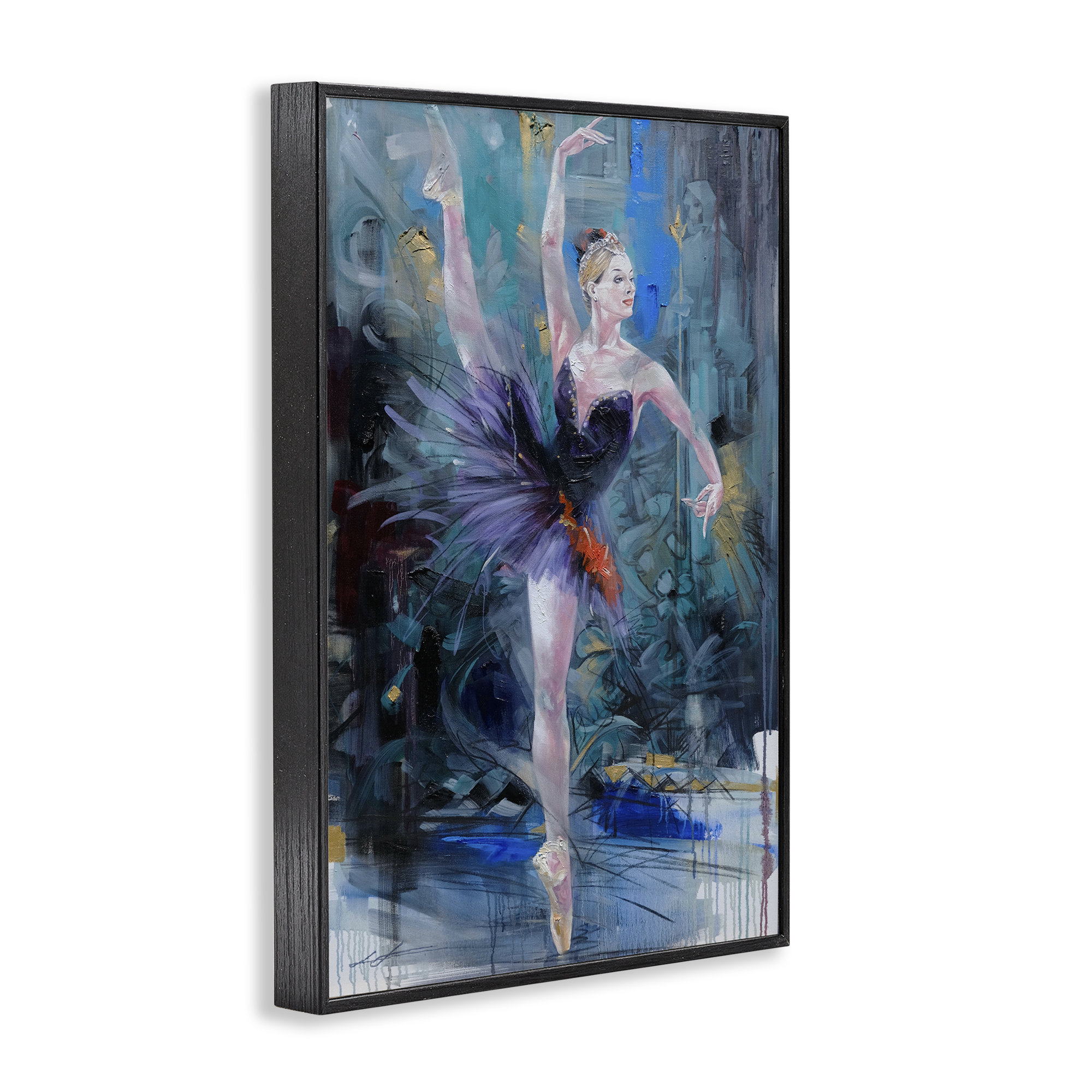Ebern Designs Vivid Ballet Dancer on Blue Framed Giclee, design by ...