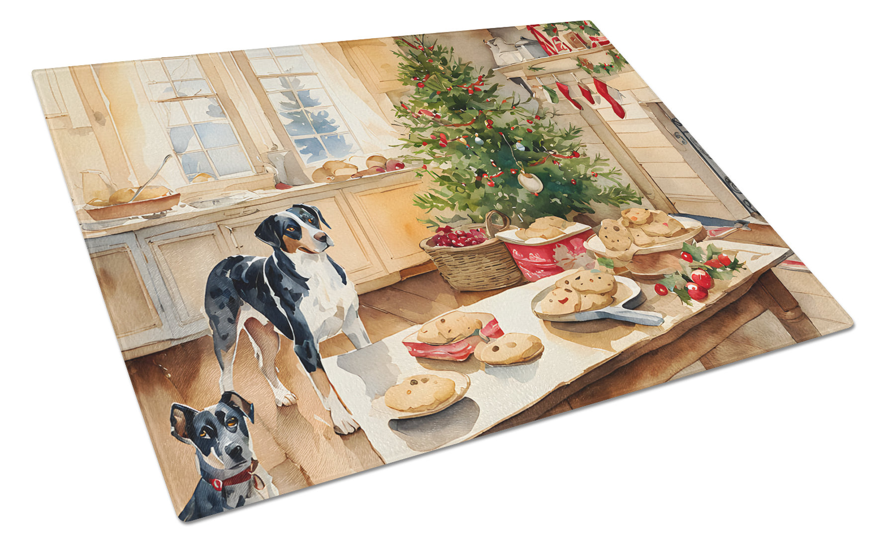 Caroline's Treasures Catahoula Christmas Cookies Glass Cutting Board ...