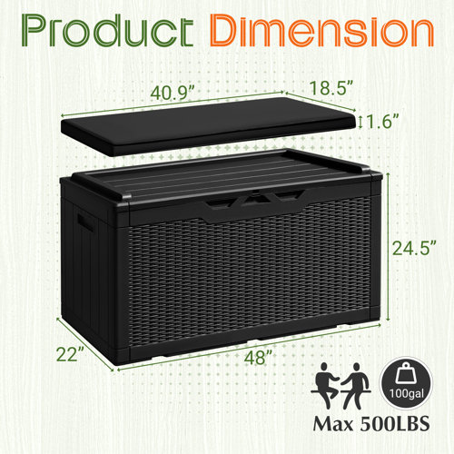 GUNJI 100 Gallons Water Resistant Resin Lockable Deck Box & Reviews ...