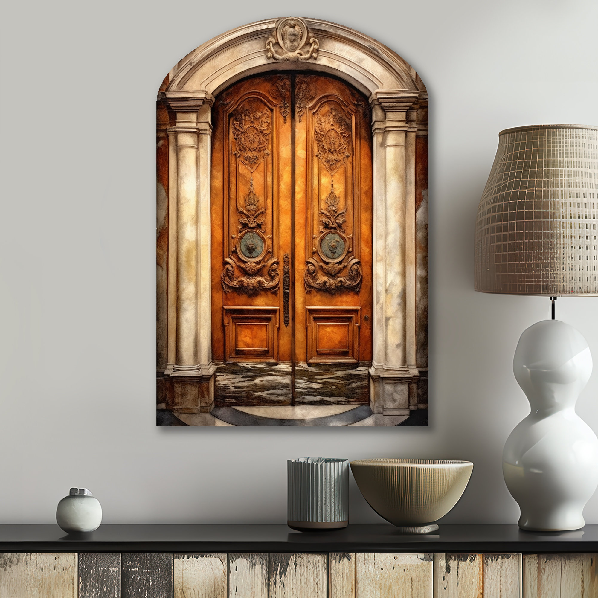 Red Barrel Studio® Old Wooden Door With Carvings In Paris, France III ...