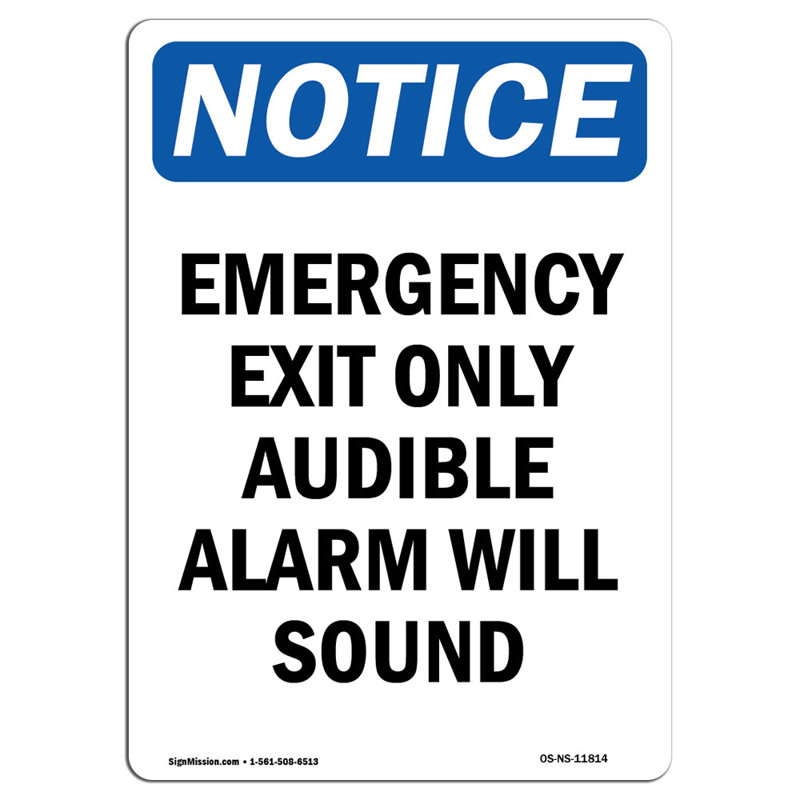 SignMission Notice - Emergency Exit Only Audible Alarm Sign | Wayfair