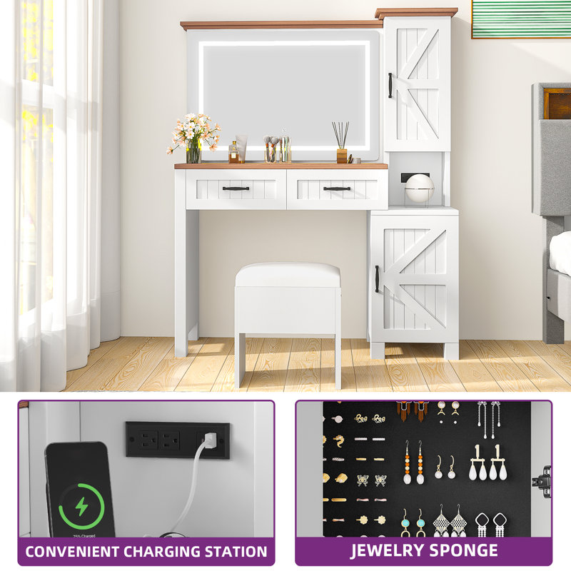 Ivy Bronx Vanity With Adjustable Lighting Mirror | Wayfair