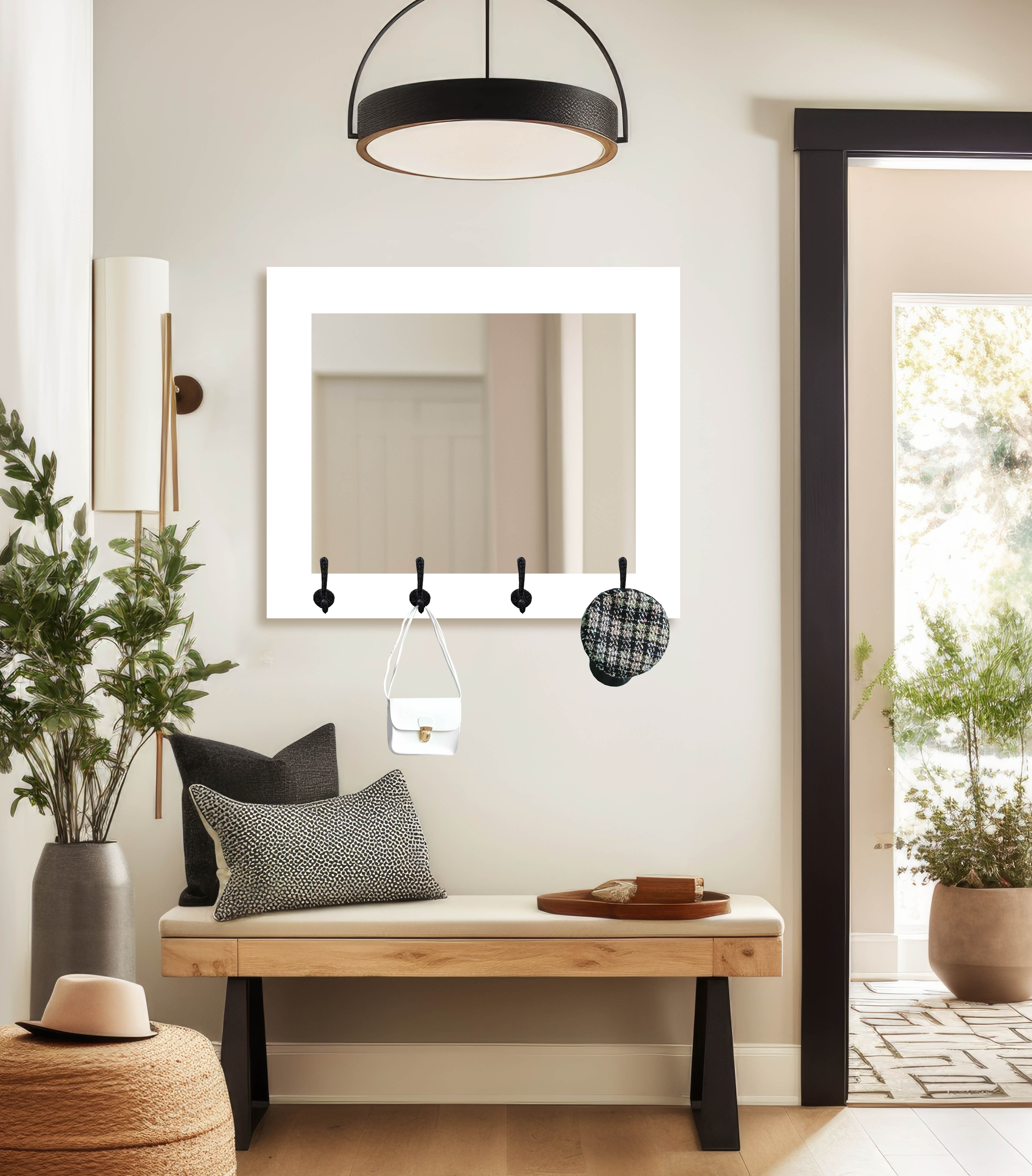 Latitude Run® Mirror with Coat Hooks - Wayfair Canada