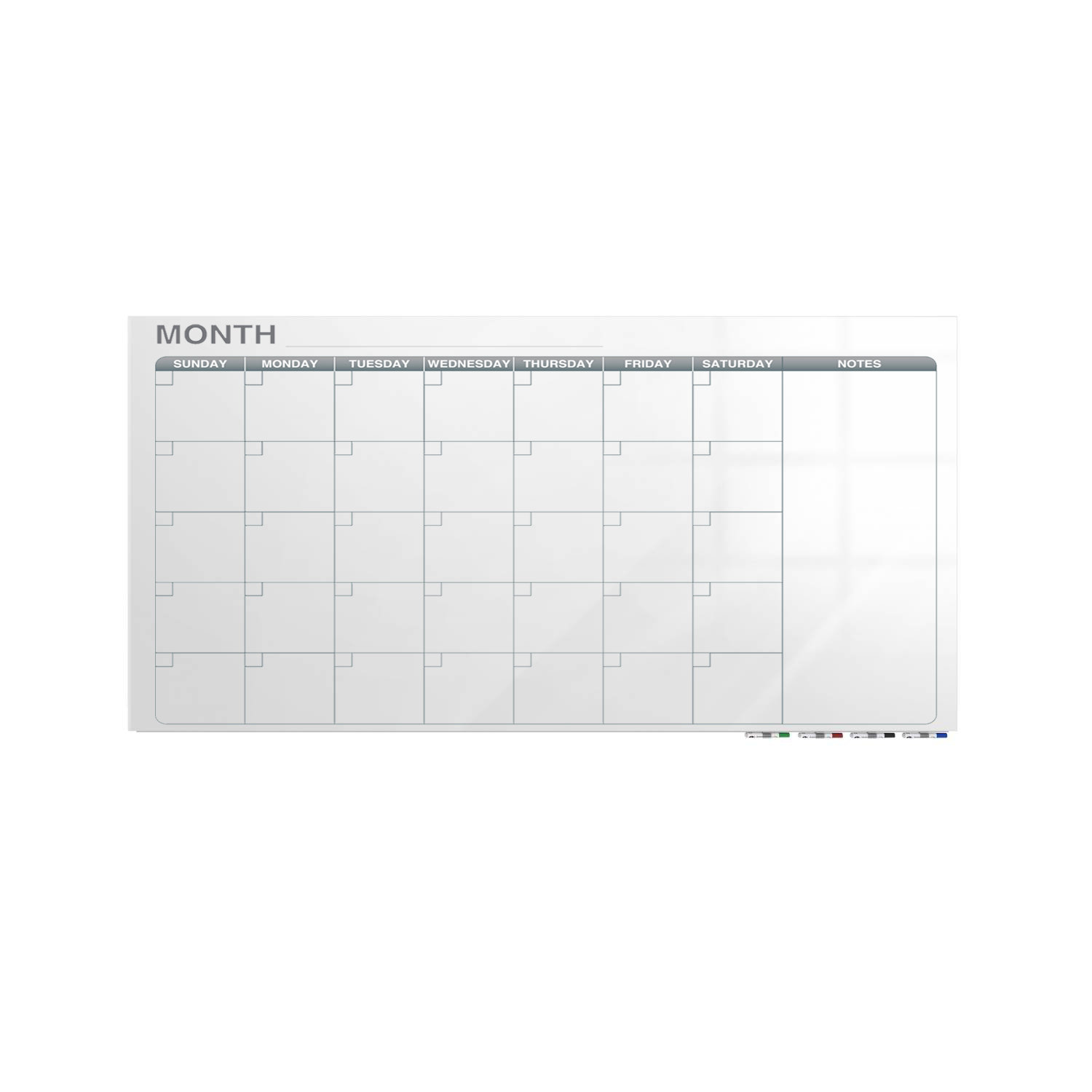 Ghent Calendar Harmony Glassboard w/ Standoffs, Round Corners, 1 Month ...