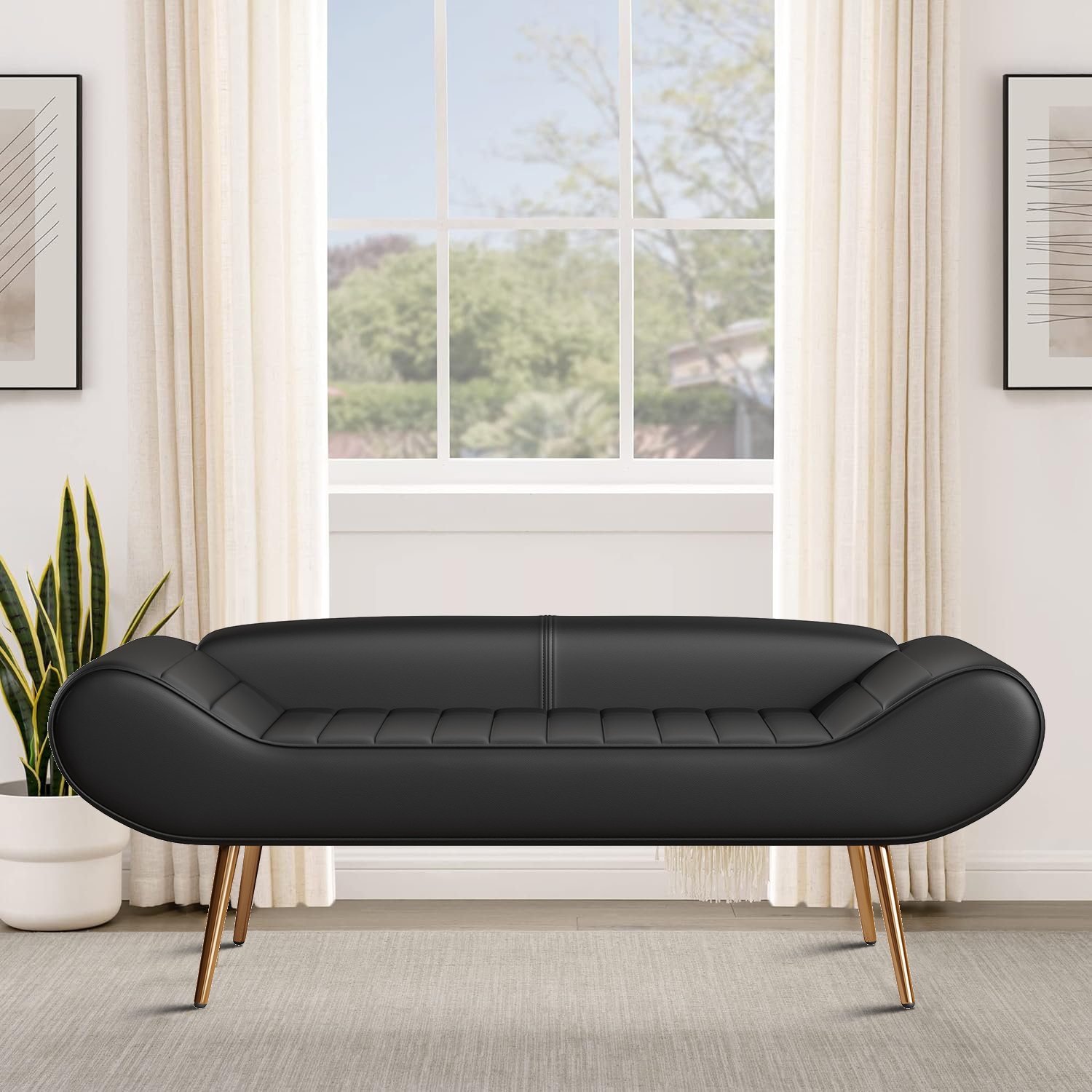 Smartmonkey Modern style bench with high resilience foam and metal legs ...