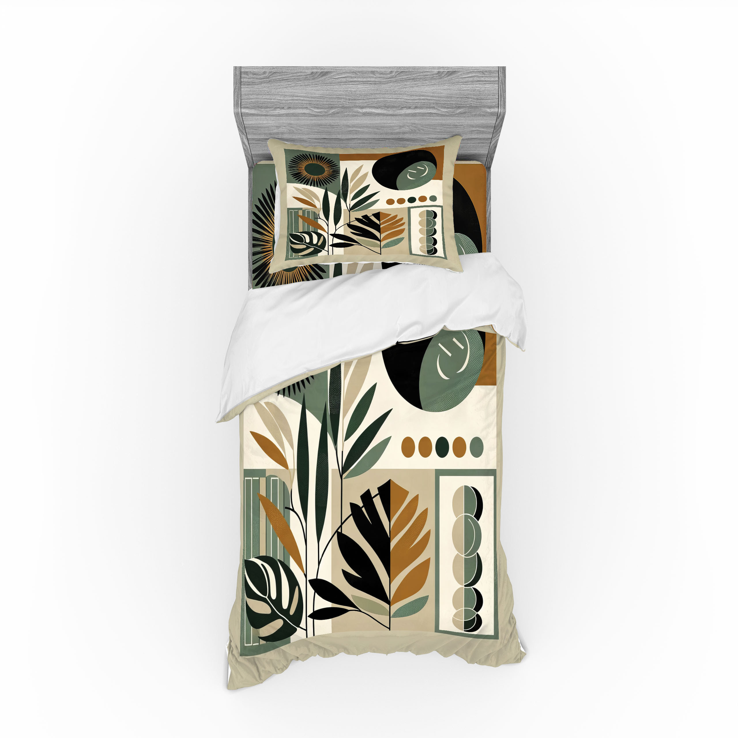 Ambesonne Monstera Bedding Set & Dark Sepia Pale Brown | Wayfair