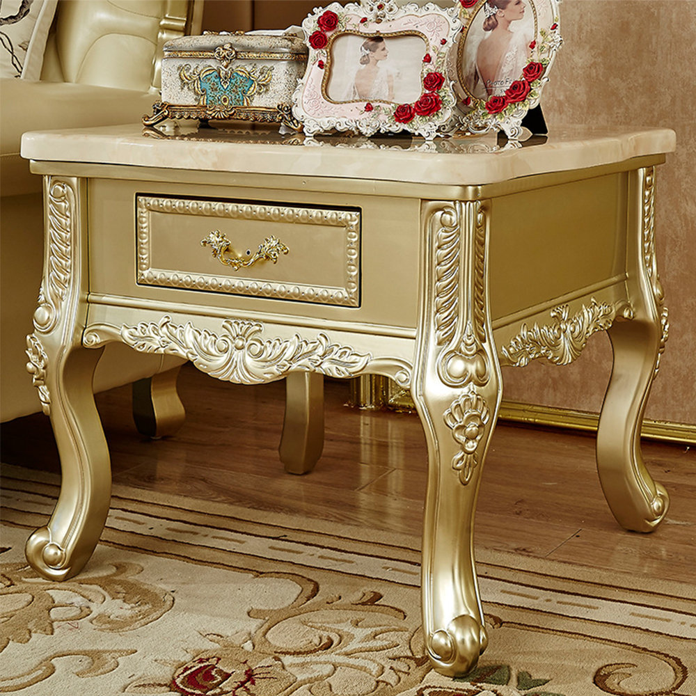 Romero European style solid wood marble tea table - Wayfair Canada