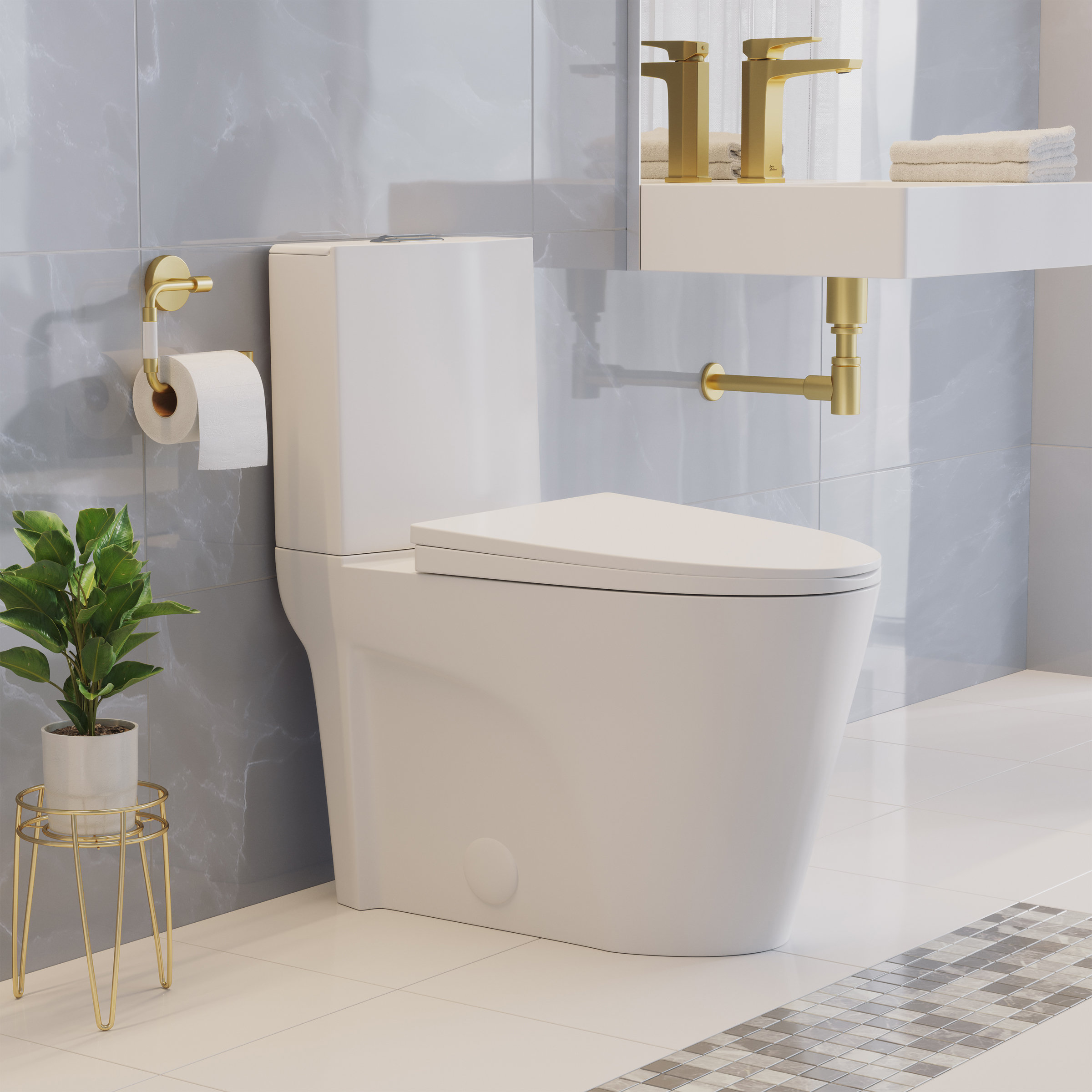 Swiss Madison St. Tropez Two-Piece Elongated Toilet Vortex™ Dual-Flush ...