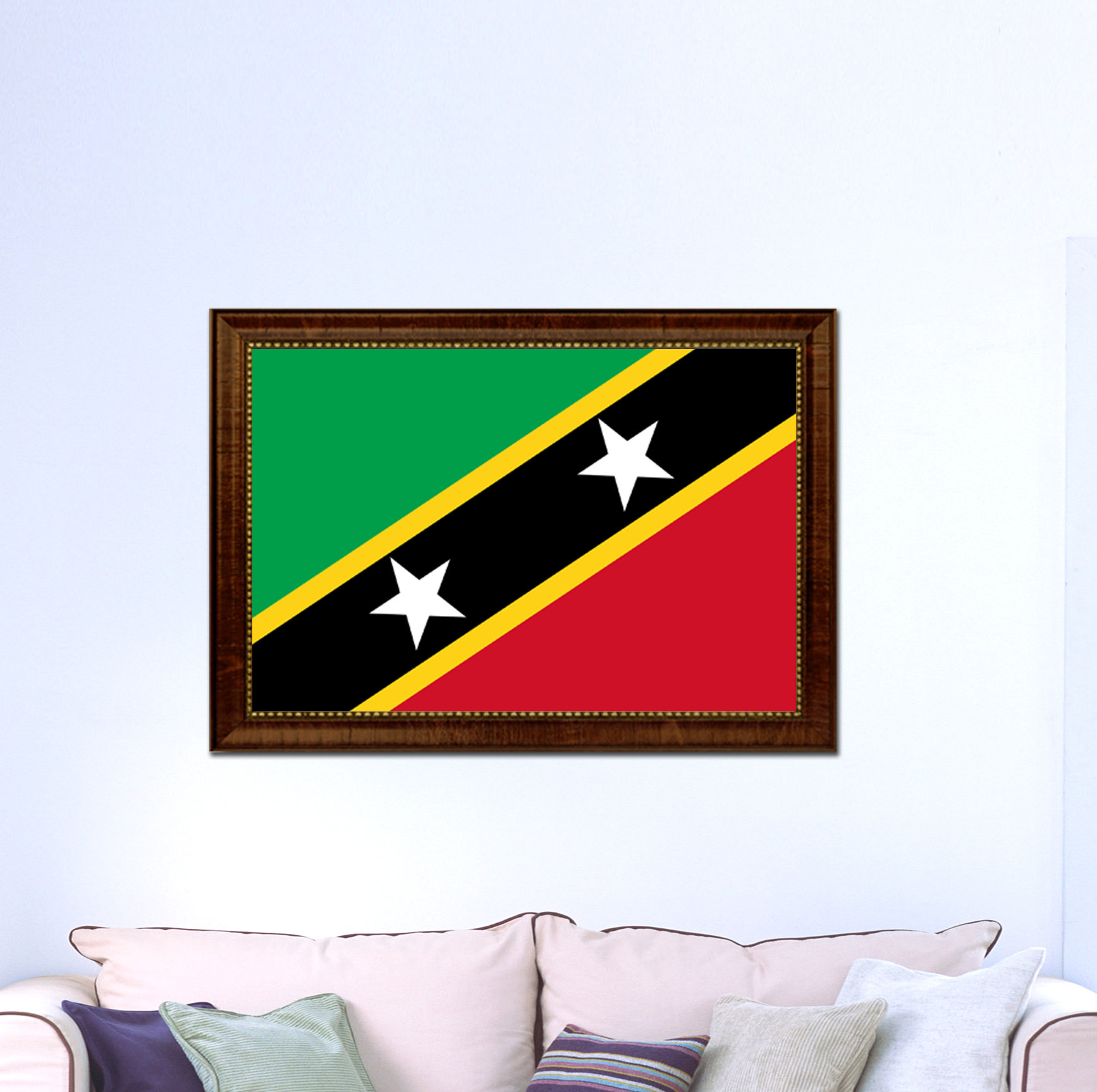 Spot Color Art 'Saint Kitts and Nevis Country Flag' Framed Graphic Art ...