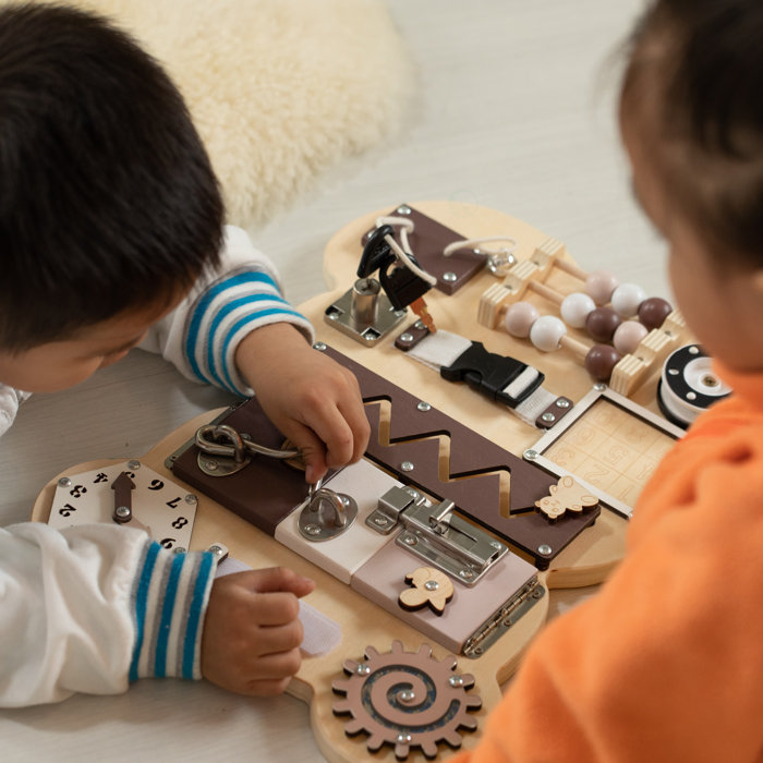 ShpilMaster Wooden Sensory Bear Shaped Learning Toddler Busy Board for ...