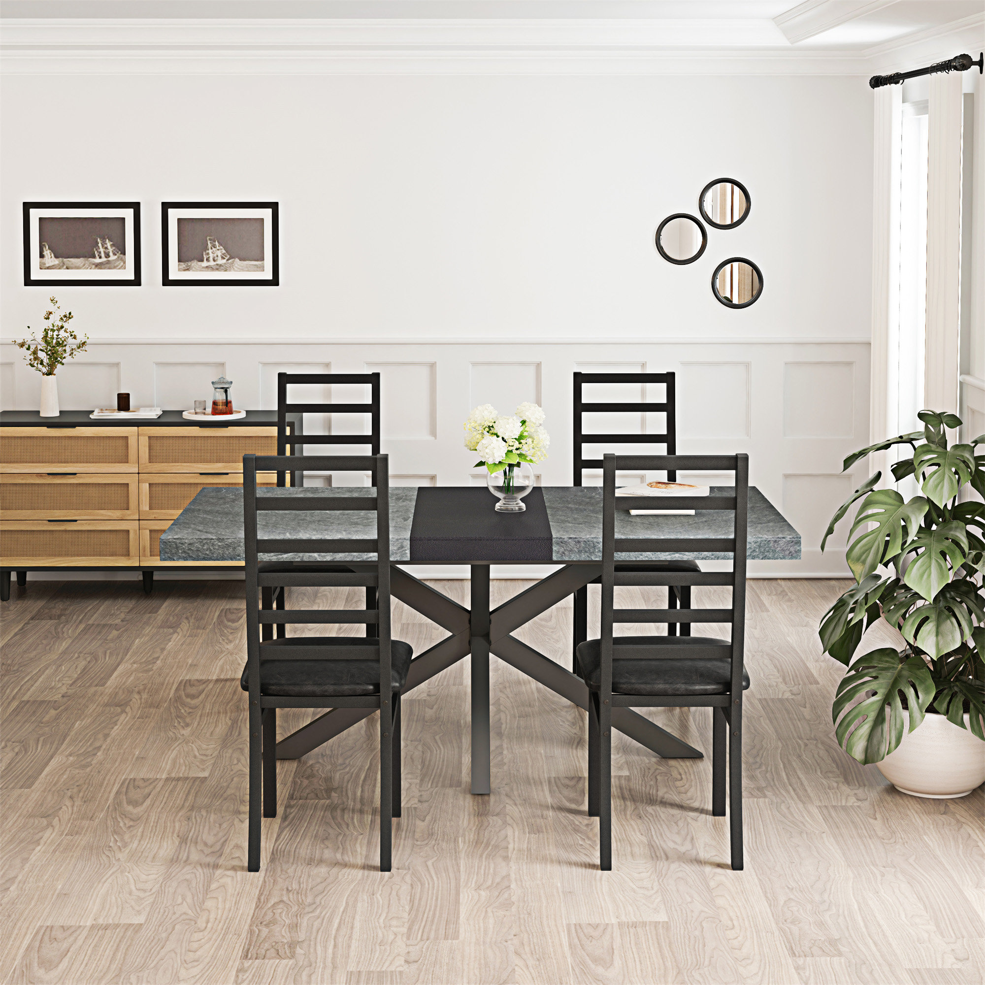 George Oliver Retro Rectangular Stretch Dining Table, Stylish Simple ...