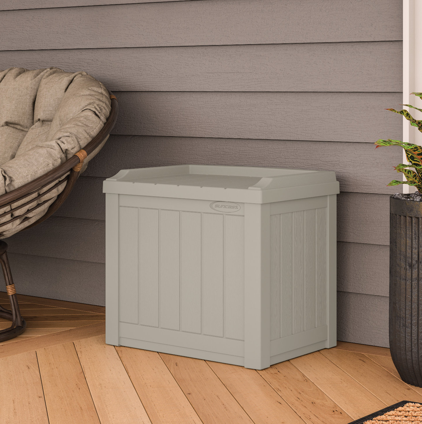 Suncast 22 Gallon Water Resistant Deck Box with Storage Seat & Reviews ...