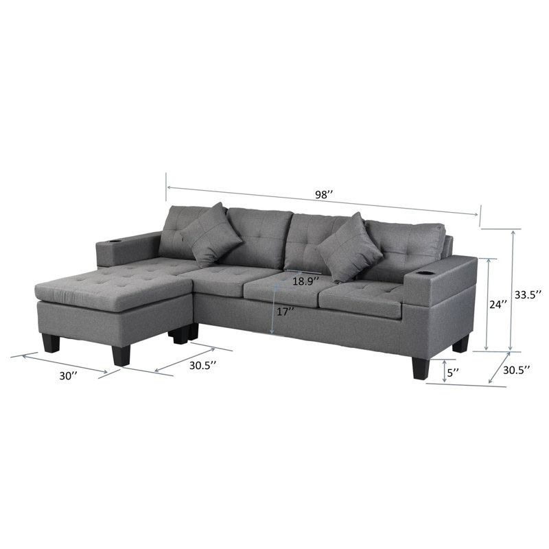 Latitude Run® Sectional Sofa with L Shape Chaise Lounge | Wayfair