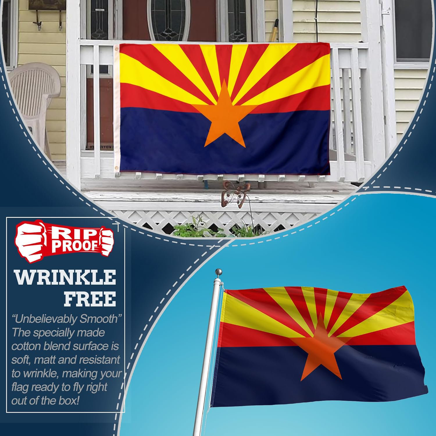 Anley Rip-Proof Double Sided 3-Ply Arizona State Flag 3x5 Foot - The ...