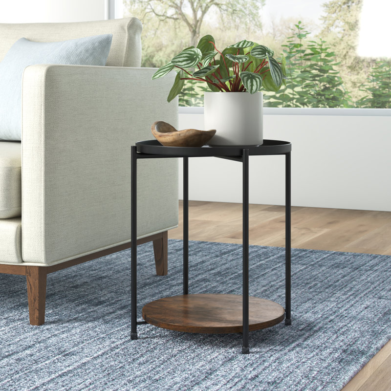 Foundry Select Tionnie Iron Tray Top End Table with Storage & Reviews ...