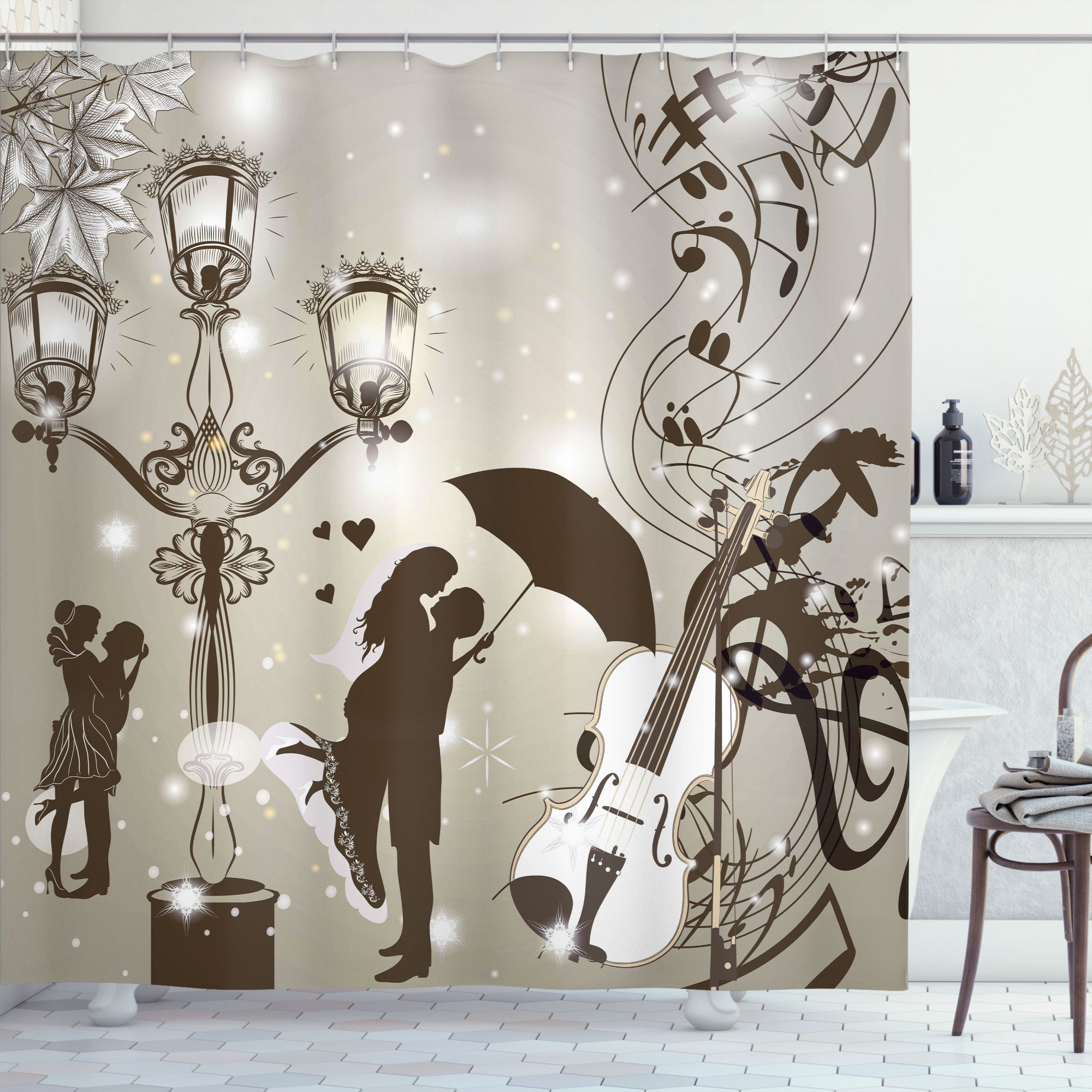 East Urban Home Romantic Shower Curtain Set + Hooks | Wayfair